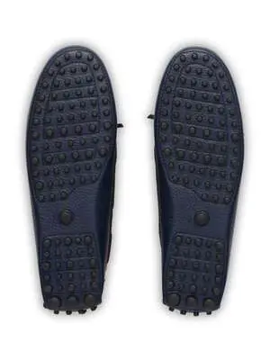 Car Shoe Grained-leather Driving Moccasins - Blue