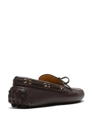 Car Shoe Grained-leather Driving Shoes - Brown