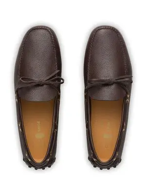 Car Shoe Grained-leather Driving Shoes - Brown