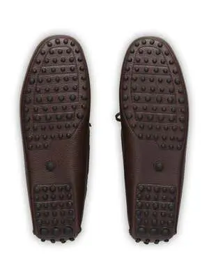 Car Shoe Grained-leather Driving Shoes - Brown