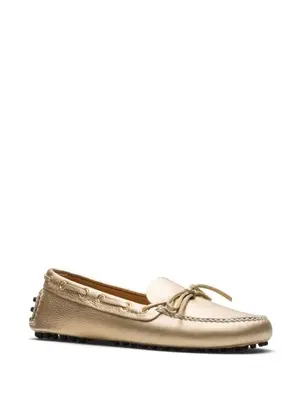 Car Shoe Grained-leather Driving Shoes - Gold