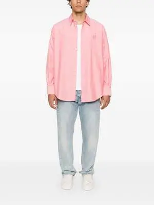 Maison Kitsuné Contour Fox Head-embroidery Cotton Shirt - Pink