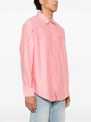Maison Kitsuné Contour Fox Head-embroidery Cotton Shirt - Pink