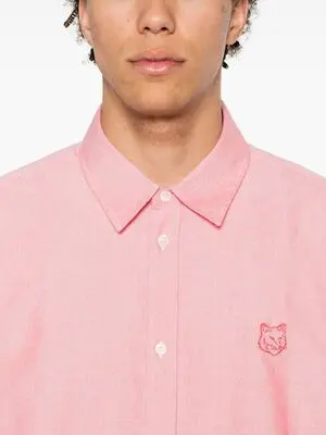 Maison Kitsuné Contour Fox Head-embroidery Cotton Shirt - Pink