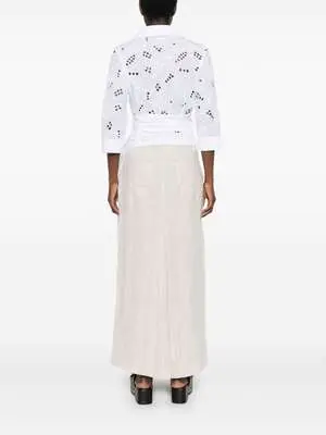D.exterior Floral-embroidery Wrap Shirt