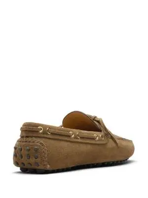 Car Shoe Suede Driving Loafers - Brown