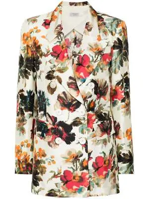 Alberto Biani Floral-print Silk Blazer