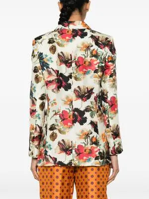 Alberto Biani Floral-print Silk Blazer