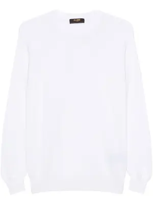 MOORER Ribbed Crew-neck Jumper - White