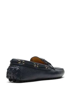 Car Shoe Grained Leather Driving Shoes - Blue