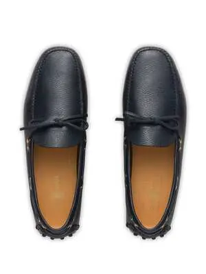 Car Shoe Grained Leather Driving Shoes - Blue