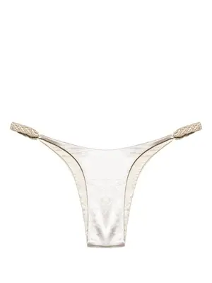 ISA BOULDER Braided-straps Reversible Bikini Bottom - Silver