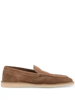 Dolce & Gabbana Dg-plaque Suede Loafers - Brown