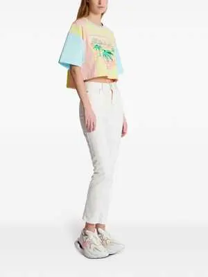 Balmain Palm Tree Print Cropped T-shirt