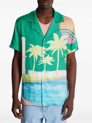 Balmain Graphic-print Satin Shirt - Green