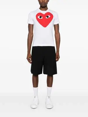 Play Comme Des Garcon Heart-print Cotton T-shirt - White