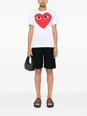 Play Comme Des Garcon Heart-print Cotton T-shirt - White