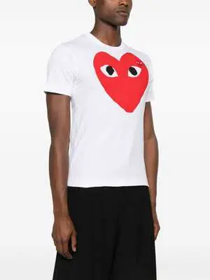 Play Comme Des Garcon Heart-print Cotton T-shirt - White