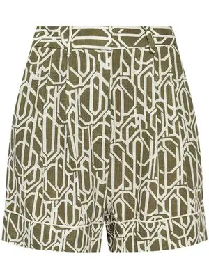 Diane Von Furstenberg Abstract-pattern Linen Shorts