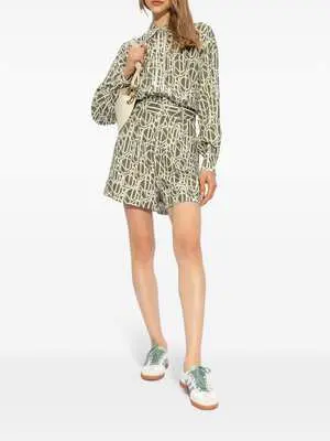 Diane Von Furstenberg Abstract-pattern Linen Shorts