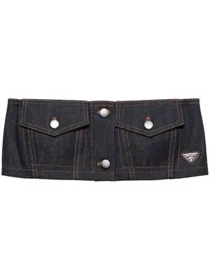 Prada Denim Strapless Crop Top - Blue
