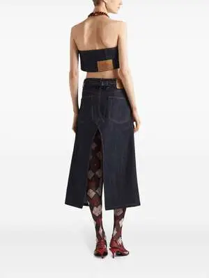 Prada Denim Strapless Crop Top