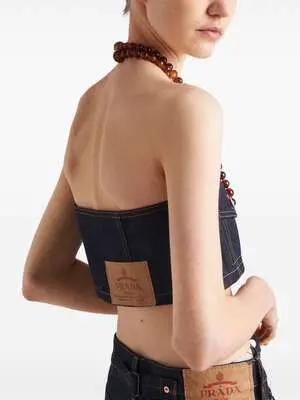 Prada Denim Strapless Crop Top
