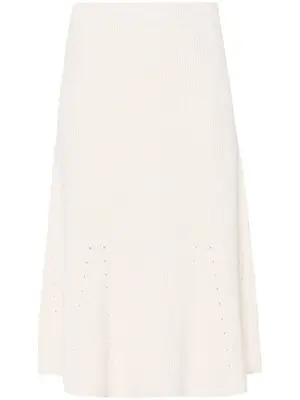 JOSEPH Ribbed Linen-blend A-line Skirt - Neutrals