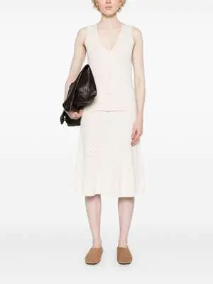 JOSEPH Ribbed Linen-blend A-line Skirt - Neutrals