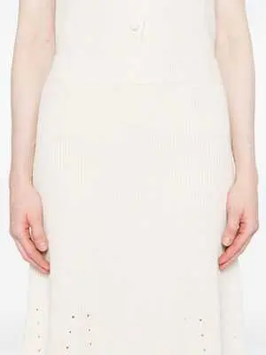 JOSEPH Ribbed Linen-blend A-line Skirt - Neutrals