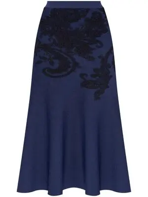 Etro Embroidered A-line Midi Skirt