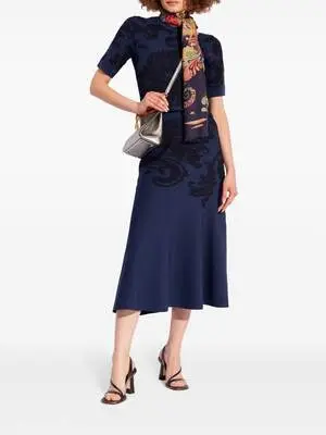 Etro Embroidered A-line Midi Skirt