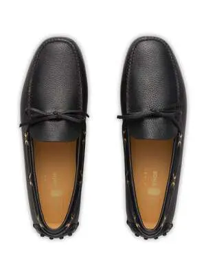 Car Shoe Lace-up Leather Boat Shoes - Black