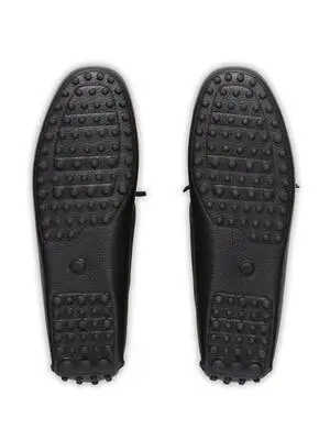 Car Shoe Lace-up Leather Boat Shoes - Black
