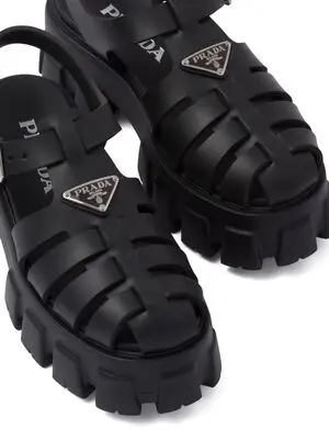 Prada Rubber Monolith Sandals - Black