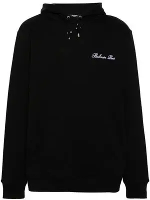 Balmain Signature Cotton Hoodie - Black