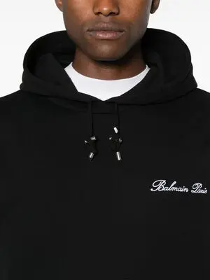 Balmain Signature Cotton Hoodie - Black