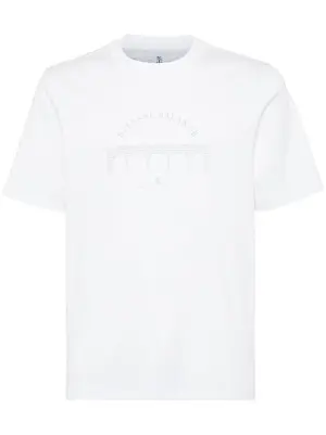 Brunello Cucinelli Slogan-print Crew-neck T-shirt - White