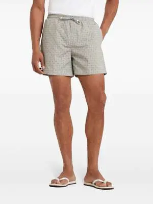 Brunello Cucinelli Geometric-print Swim Shorts - Green