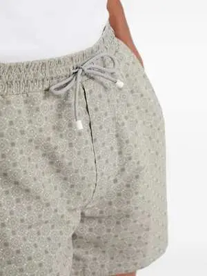 Brunello Cucinelli Geometric-print Swim Shorts - Green