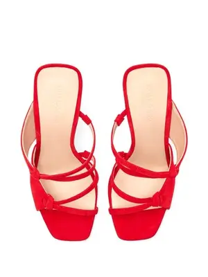 SCAROSSO Zoe 100mm Suede Mules - Red