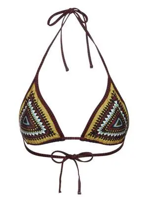 La DoubleJ Geometric Print Triangle Bikini Top - Black