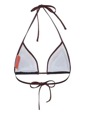 La DoubleJ Geometric Print Triangle Bikini Top - Black