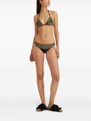 La DoubleJ Geometric Print Triangle Bikini Top - Black