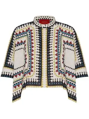 La DoubleJ Geometric Print Cotton Shirt