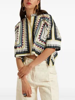 La DoubleJ Geometric Print Cotton Shirt