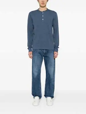 Rag & Bone Cotton Henley T-shirt - Blue