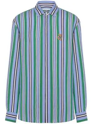 Moschino Teddy Bear-appliqué Striped Shirt