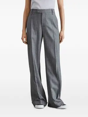 Brunello Cucinelli Pinstriped Wool Trousers - Green