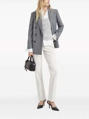 Brunello Cucinelli Pinstripe Double-breasted Blazer - Grey